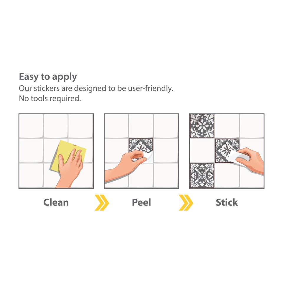 Tile Transfers Stickers Wall Vintage Mosaic Self-Adhesive Kitchen Peel ...