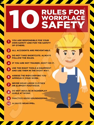 10 Rules For Workplace Safety Metal Sign 9" x 12" or 12" x 16" | eBay