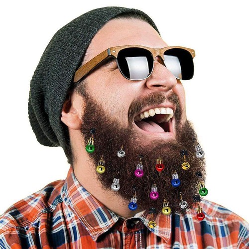 Ornament Hair Decor Festive Baubles Mustache Clip Mini Bell Hair Beard ...