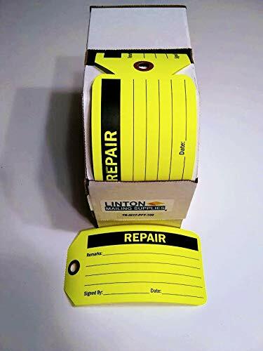 Repair Tag with Fiber Patch Fluorescent Cardstock Tag 100 Tags Box 3 x ...