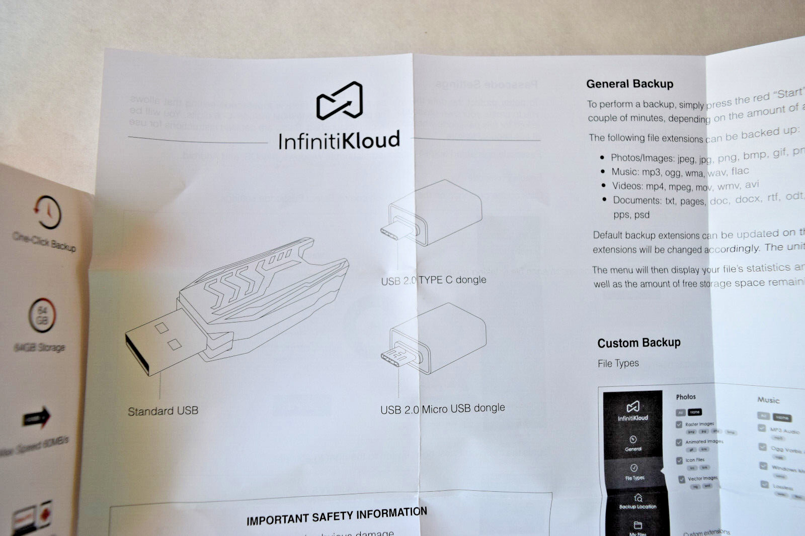 InfinitiKloud 64 GB One Click Backup and Storage Device USB 2.0 Flash ...