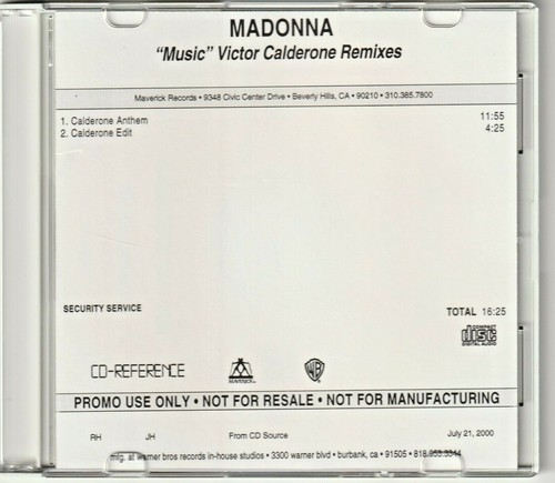 MADONNA " Music " Victor Calderone Remixes : US promo-only CD : very ...