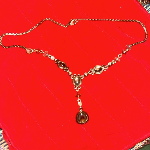 Vintage Avon SH Necklace Y Drop Topaz Colored Gems Silver Tone | eBay