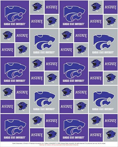 KANSAS STATE UNIVERSITY COTTON FABRIC-K STATE WILDCATS FABRIC-ALL ...