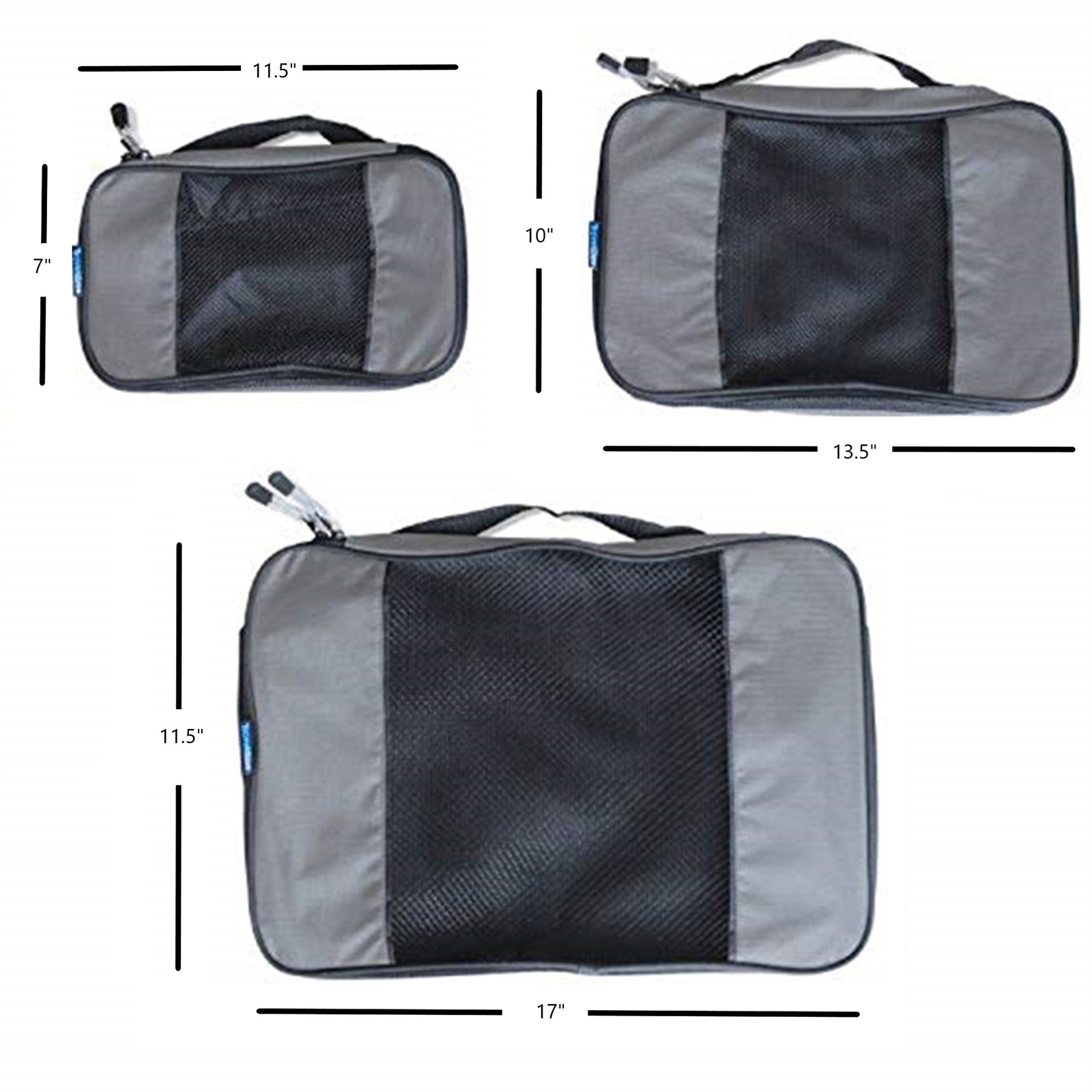TravelWise Nylon Luggage Organization Zip Mesh Packing Cubes, Silver (3 ...