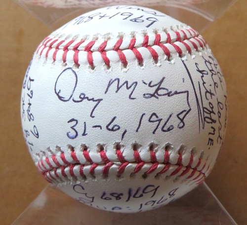 Detroit Tigers Denny McLain signed Stats ball Mickey Mantle - Pete Rose ...