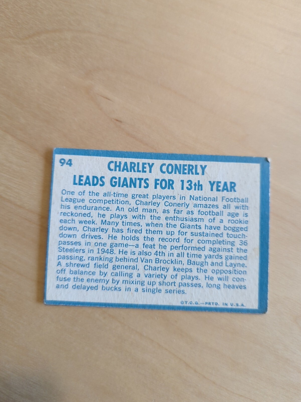1961 Topps - #94 Charlie Conerly for sale online | eBay