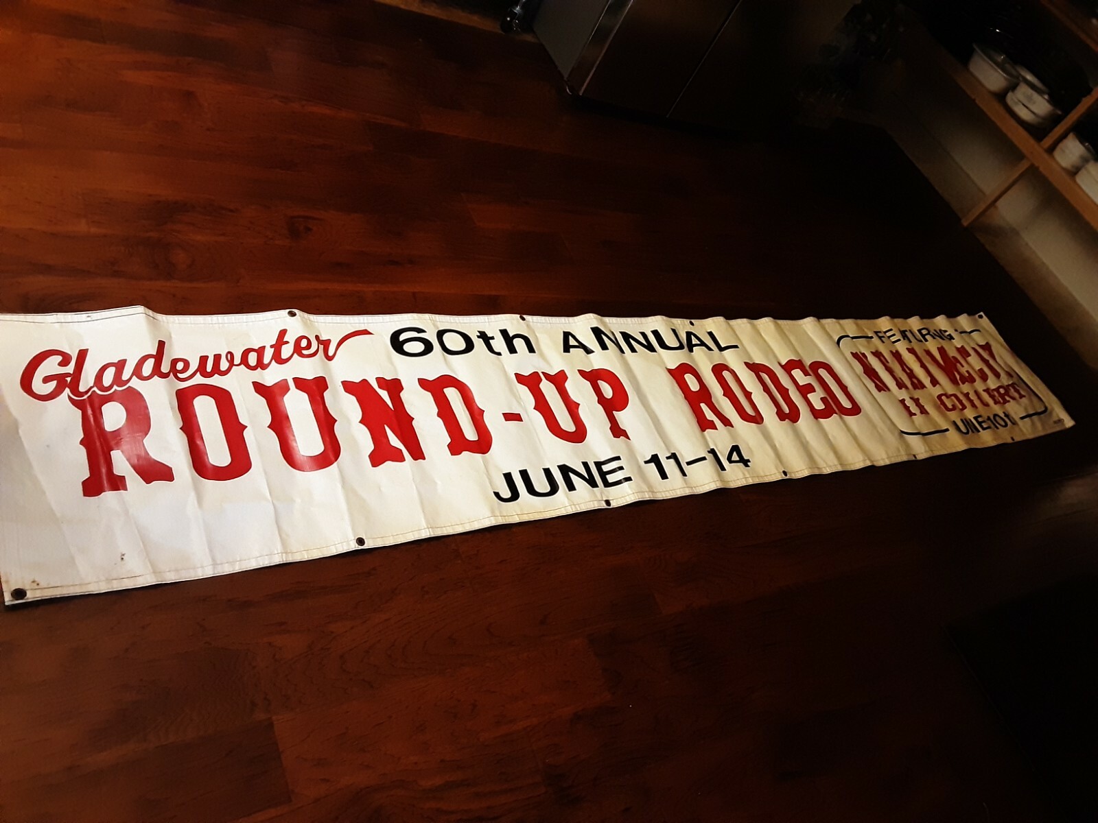 Vintage Gladewater Texas Rodeo Round Up Banner Sign Neal McCoy signed ...