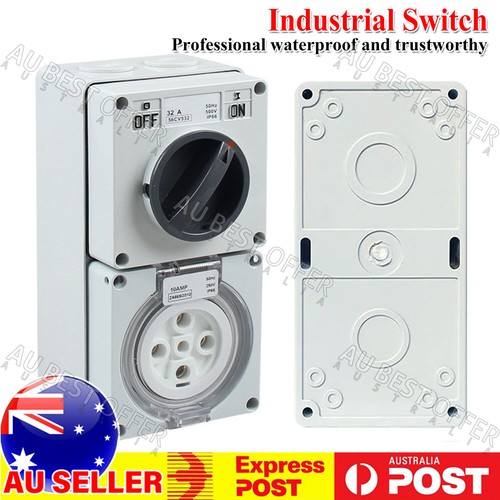 5 pin 32AMP industrial weatherproof combination switch three Phase IP66 ...