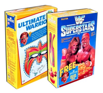 Ralston WWF SUPERSTARS (Ultimate Warrior & Hulk Hogan) Cereal BOX (BOX ...