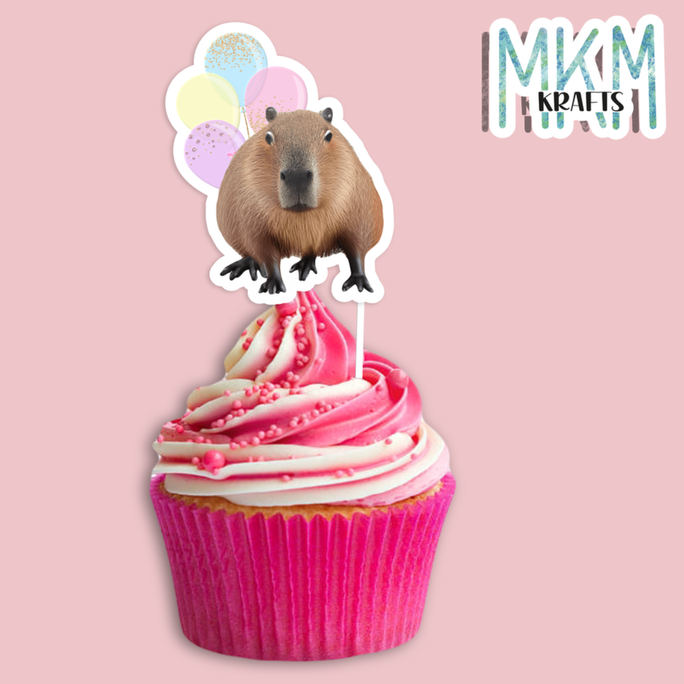 Capybara Birthday Cake and Cupcake Topper Set Capy Birthday | eBay UK