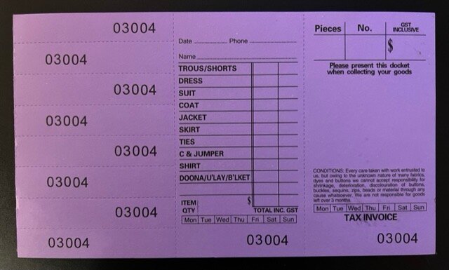 Wet Strength Dockets, Speedie Dockets Dry Cleaning and Laundry | eBay ...