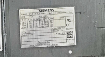SIEMENS 1PH8186-1DD300BA1 SIMOTICS M Compact induction motor, 1PH8 186 ...