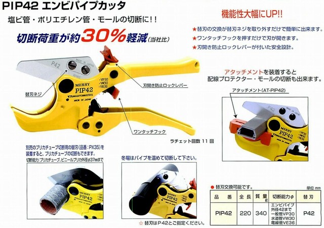 PIP42 PVC Pipe Cutting Nipper Tool 42mm Stopper Type Release Lever ...