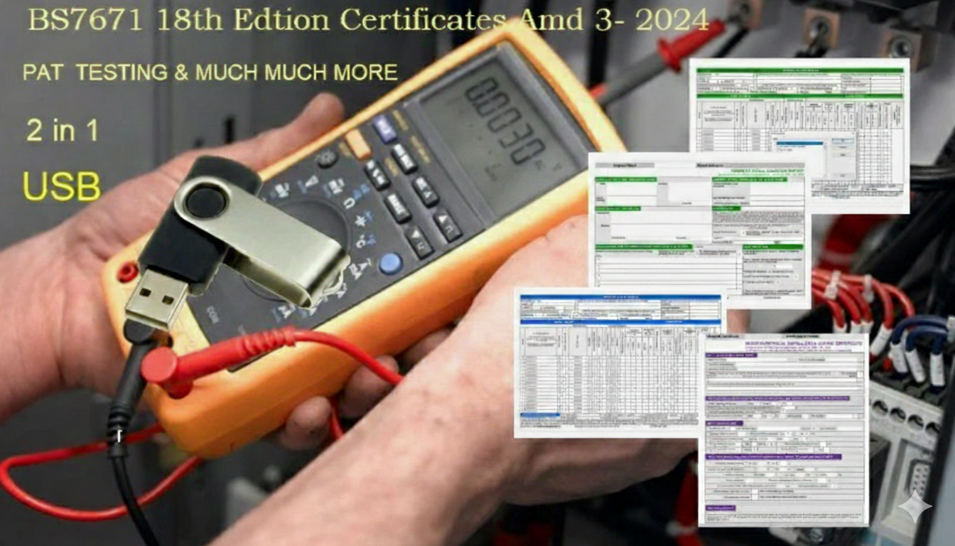 Electrical & PAT TESTING Certificates BS7671 18th Edition Amd 3: 2024 ...