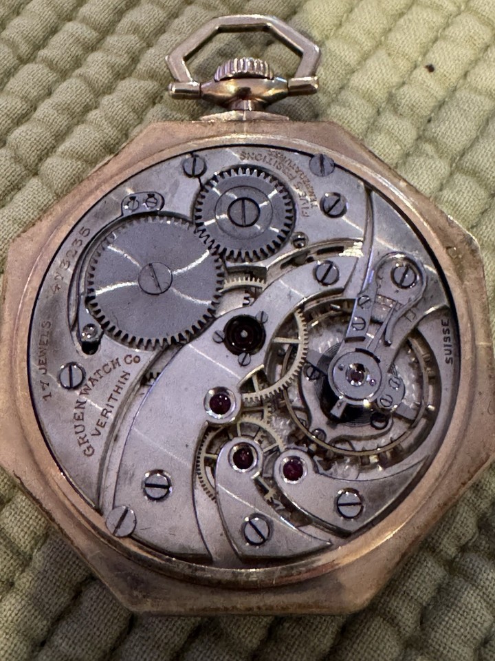 Gruen Verithin Octagon Pocket Watch 17 Jewel Gold Filled Case | eBay