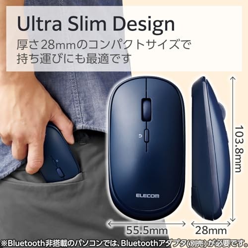 ELECOM Wireless Mouse Bluetooth Slint M-TM10BBBU/EC Thin Silent 4 Buttons with P | eBay