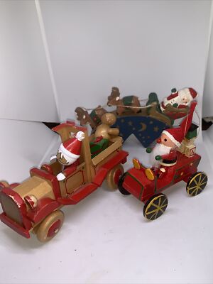 Lot of Three Vintage Wooden Christmas Decorations | eBay