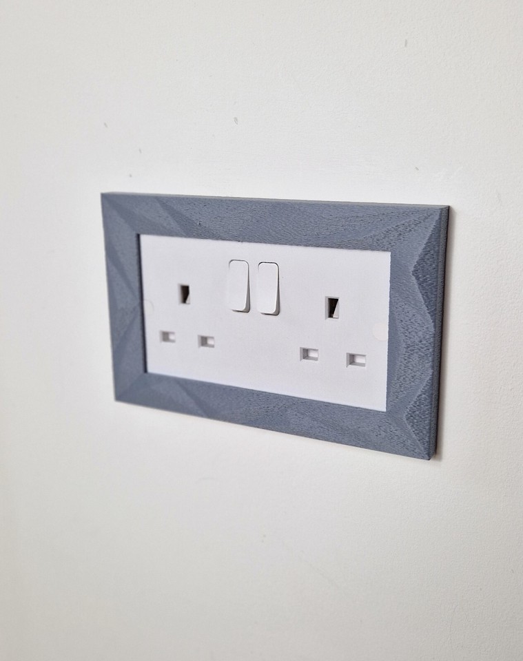 self adhesive plug socket cover surround finger plate 2 PACK Black ...