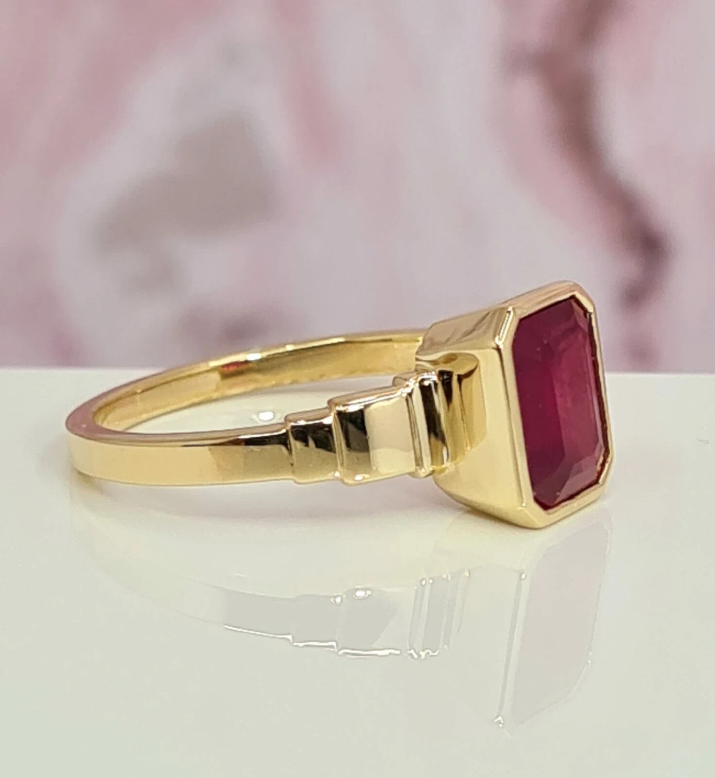 Wedding Bezel Set 2CT GDGL Certified Natural Red Ruby Men's Ring 14k ...