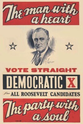 ROOSEVELT FDR CAMPAIGN SIGN GLOSSY POSTER PICTURE PHOTO PRINT BANNER ...