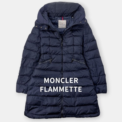MONCLER FLAMMETTE A-Line Silhouette Puffer Coat D20934993105 Navy Blue ...