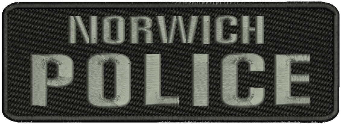Norwich police embroidery Patches 3X9 hook ON BACK Grey letters | eBay