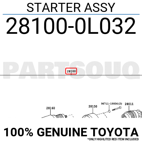 281000L032 Genuine Toyota STARTER ASSY 28100-0L032 | eBay