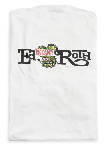 Men's Ed Big Daddy Roth Roth Rat Fink Signature Logo White Cotton T ...