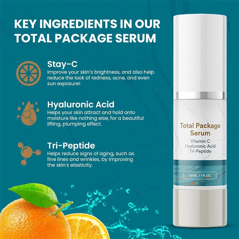 Total Package Serum,All-In-One Vitamin C,Hyaluronic Acid.Peptides Serum ...