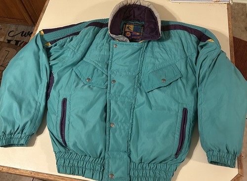 Ski Jacket Coat Weekends 80s XL Vintage Turquoise Purple Yellow | eBay