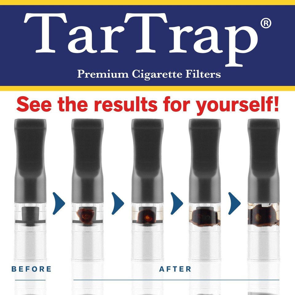 TarTrap 100 BLK Double Filtration Premium Cigarette Filter,Block Nic ...