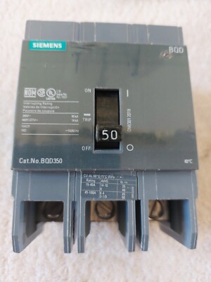 SIEMENS BQD350 50A 480V 3P CIRCUIT BREAKER | eBay