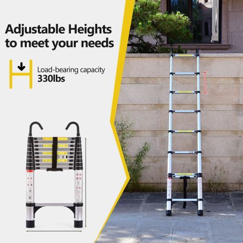 10.5ft Aluminum Telescoping Ladder Extension Ladders Retraction Folding ...