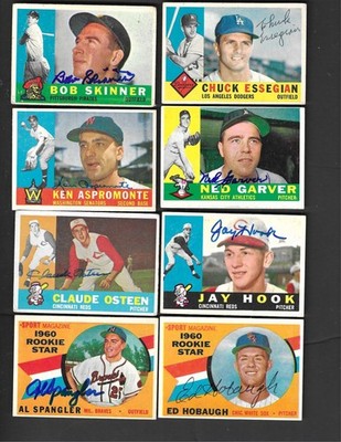 Lot of 8 Autographed Signed 1960 Topps Baseball Cards Garver Osteen ...