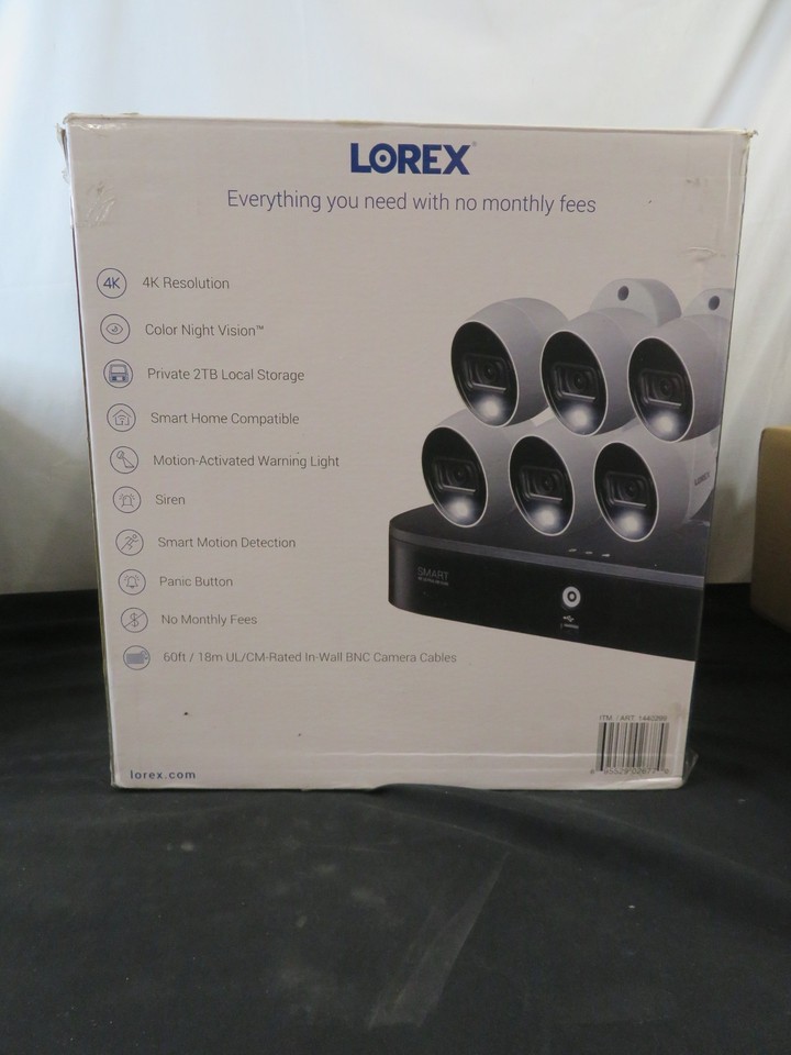 Lorex 8 Channel 4K Active Deterrence 6 Camera DVR 2TB Security System ...
