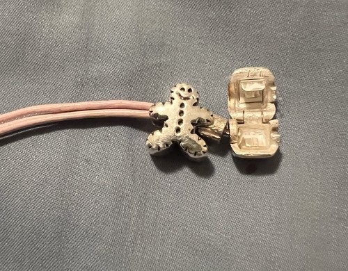 Chamilia pink leather bracelet gingerbread sterling silver charm 7.5 in ...