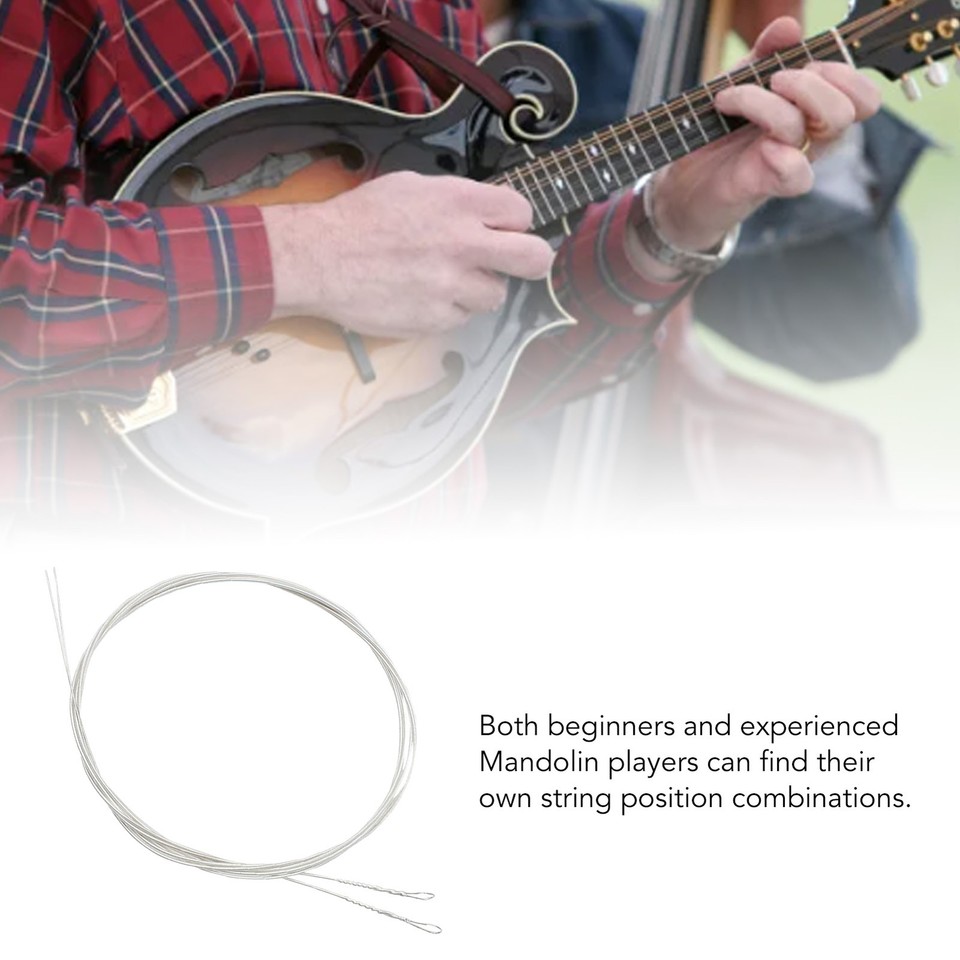 8Pcs Mandolin Strings Silver Plated Copper Alloy Clear Beautiful Timbre ...