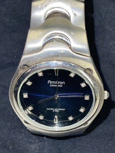 Armitron Diamond Mens Analog Watch Blue Stainless Steel 20/4180sv Y121e ...
