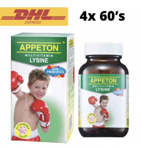 APPETON Multivitamin with Lysine + Prebiotics Improve Appetite - 60's x ...
