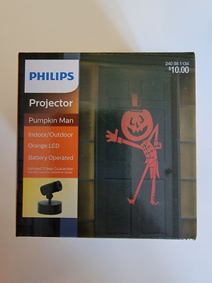 Philips Battery Operated Halloween LED Light Projector Orange Pumpkin ...