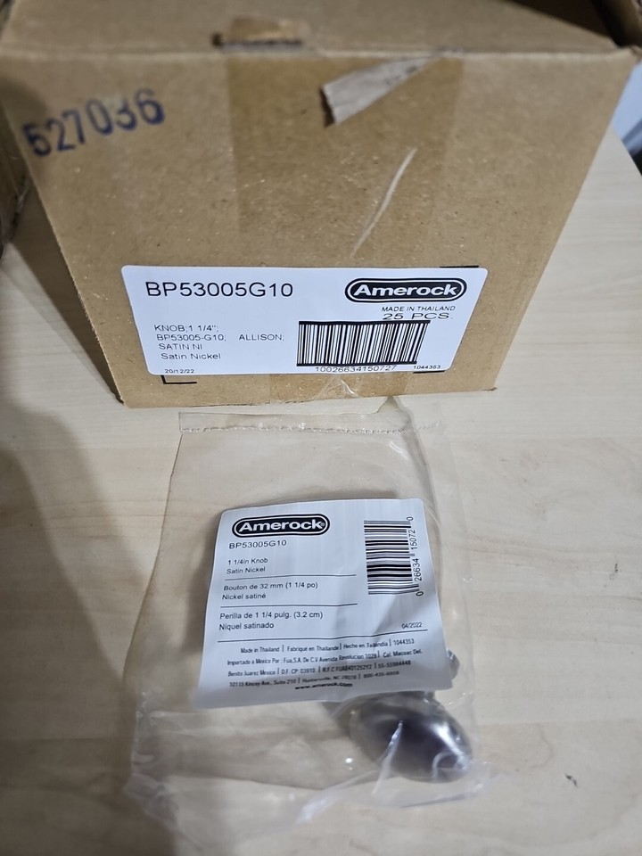 Amerock BP53005G10 Cabinet Door Knob 1 1/4" (32mm)Satin Nickel 25pcs ...