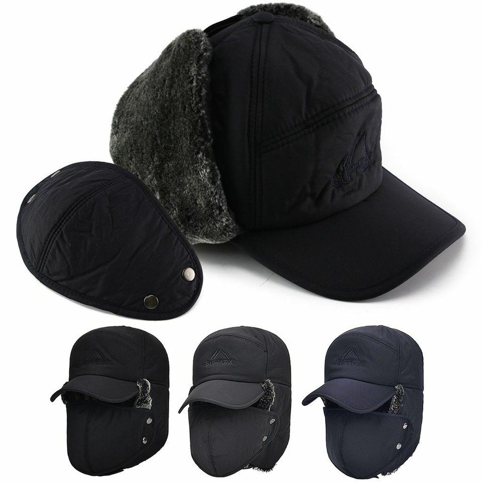 Winter Warm Fleece Lined Hat Windproof Ski Cap with Ear Flaps for Cold ...