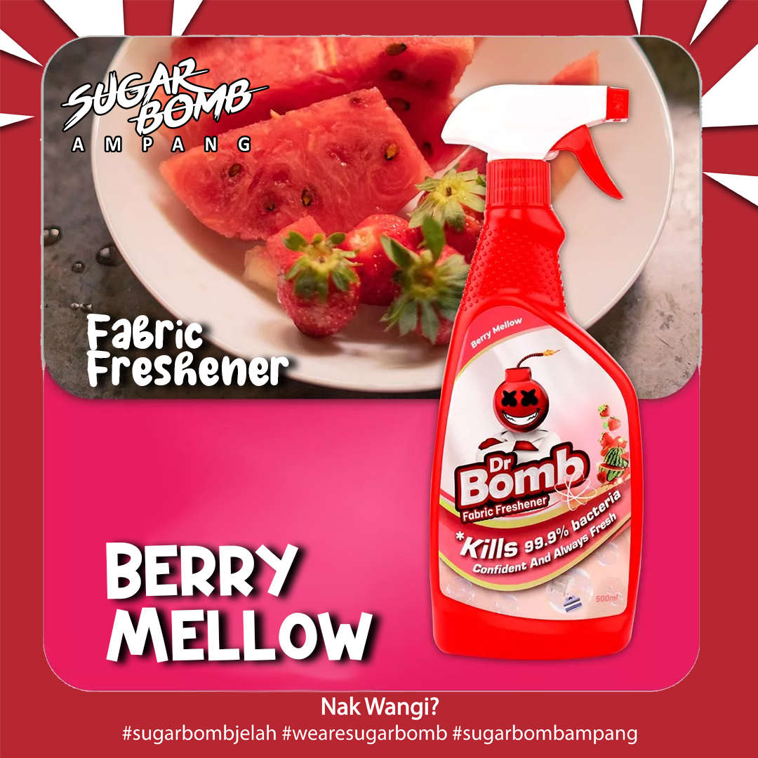 (Pack of 3) Dr. Bomb Fabric Freshener Berry Mellow 500ml Spray/Stream ...