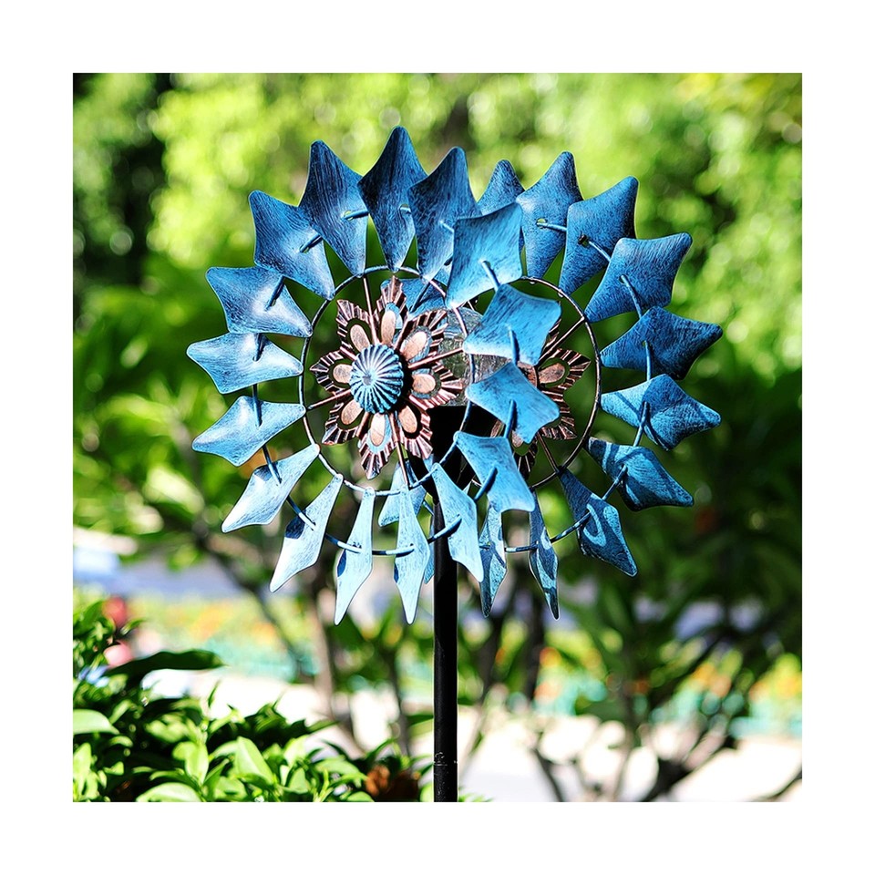 Solar Wind Spinner Azure 360 Degrees Rotate with Multicolor Crackle Glass Glo... | eBay