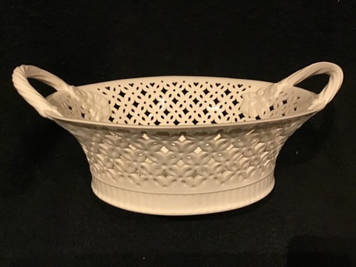 Vintage Leedsware Classical Creamware Pierced Double Handled Dish or ...