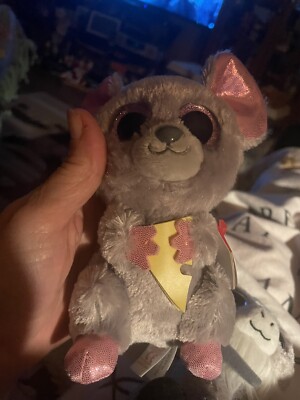 Ty Beanie Boos Squeaker the Mouse 6" Stuffed Animal Plush Toy Gray Pink ...
