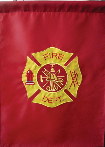 12x18 Embroidered Fire Dept. Department Sewn Nylon Sleeved Garden Flag ...