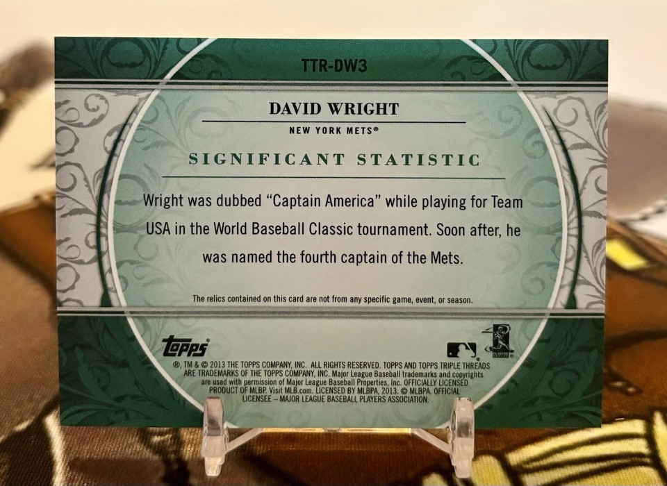 2013 Topps Triple Threads David Wright Captain America Relic Card /18 ...