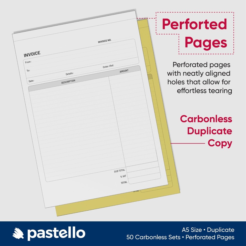 A5 Duplicate Invoice Book - Carbonless NCR Paper Pad 50 Sets | eBay UK